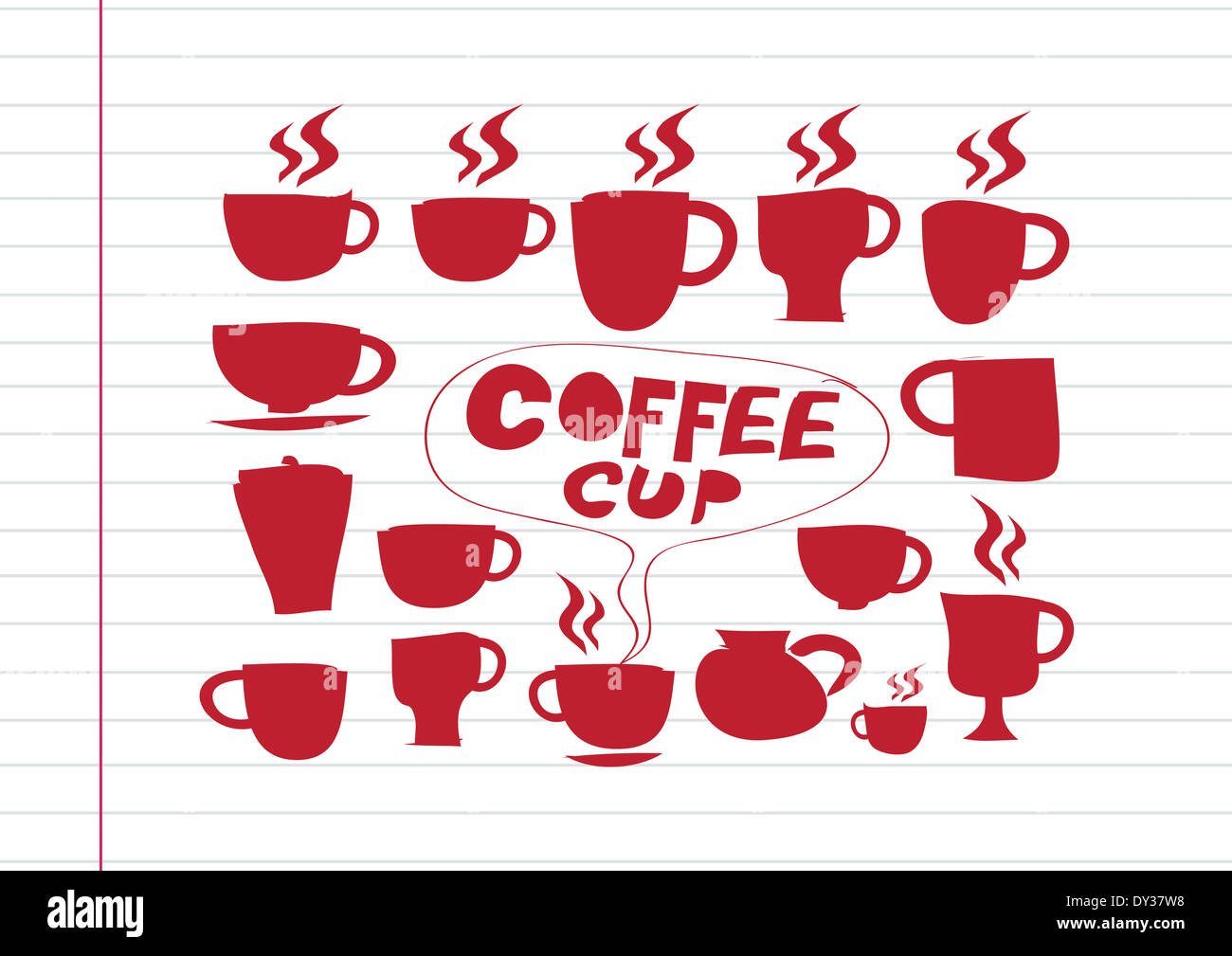 Coffee cup set hand drawing Stock Photo - Alamy