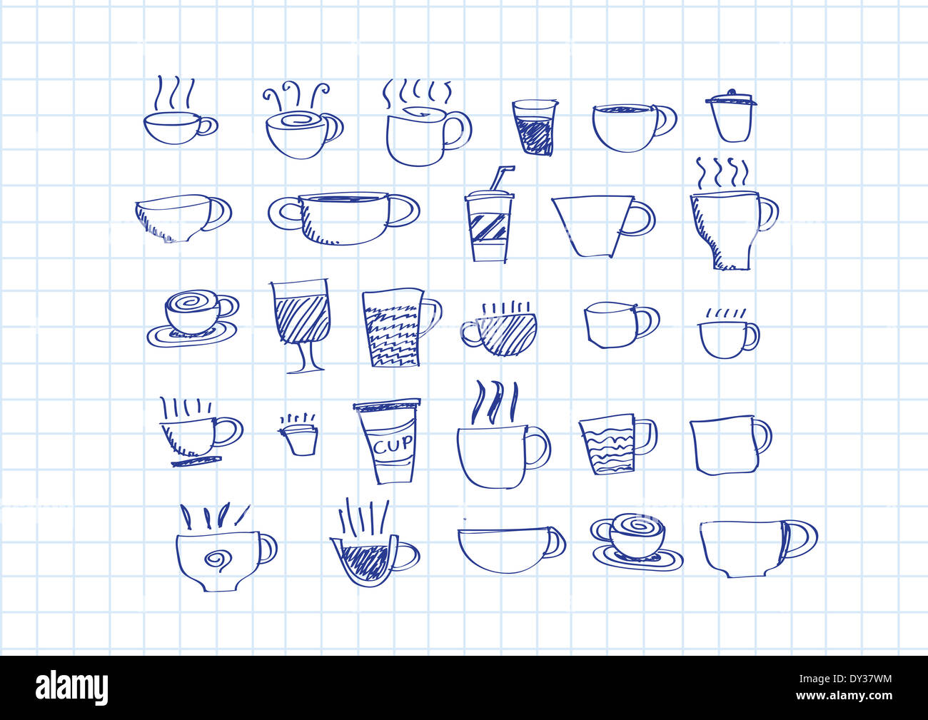 Coffee cup set hand drawing Stock Photo - Alamy