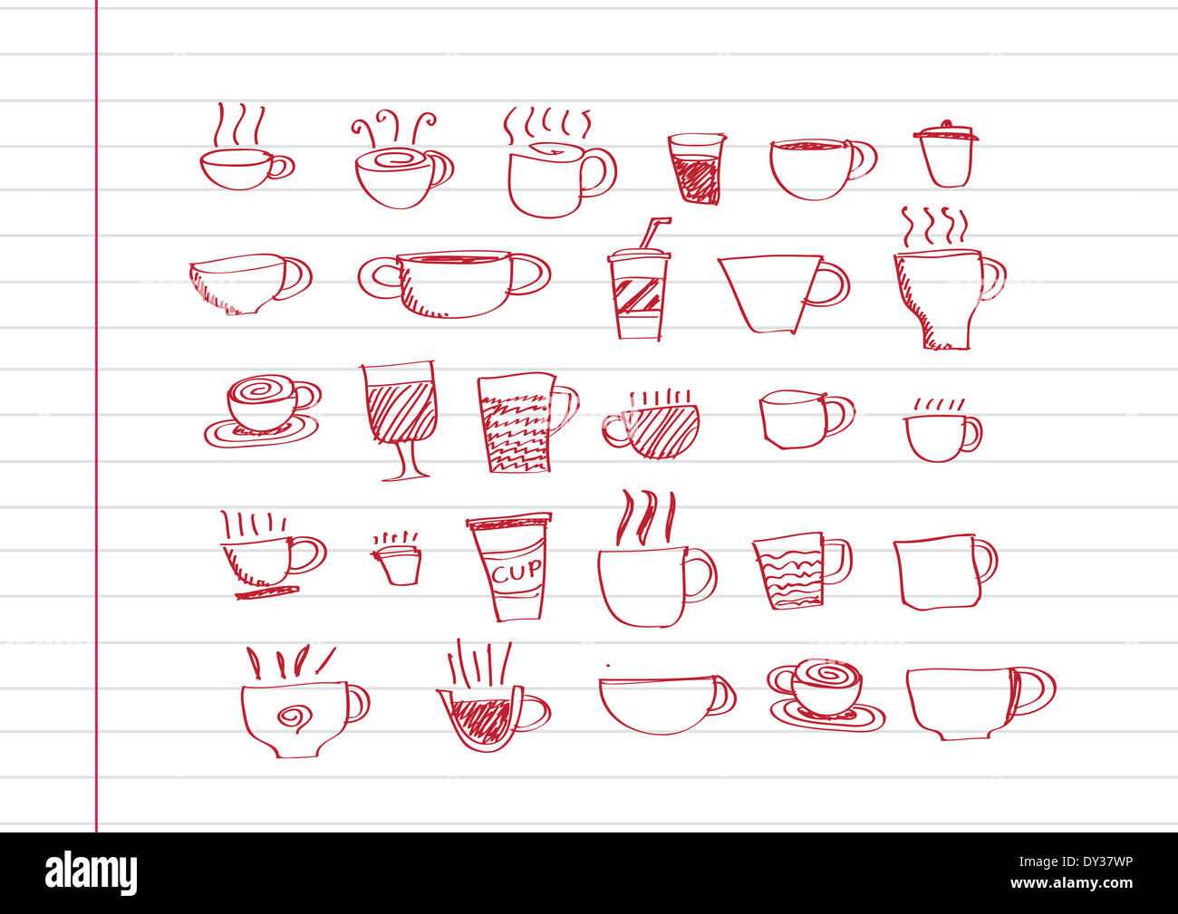 Coffee cup set hand drawing Stock Photo - Alamy