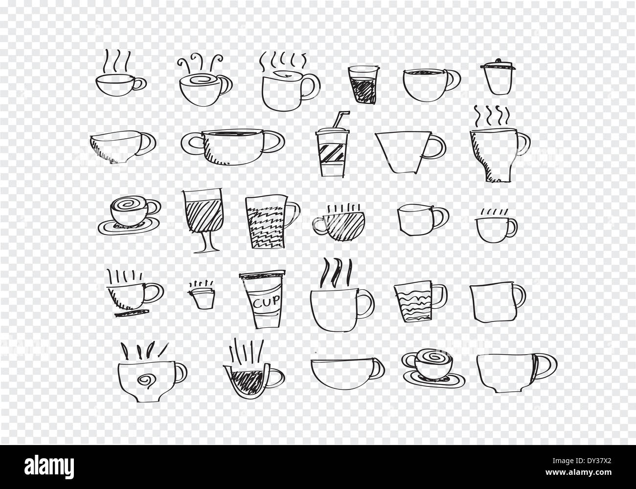 Coffee cup set hand drawing Stock Photo - Alamy