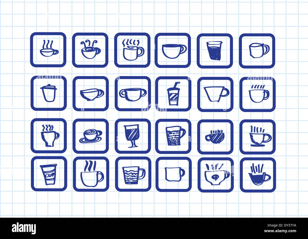 Coffee cup set hand drawing Stock Photo - Alamy