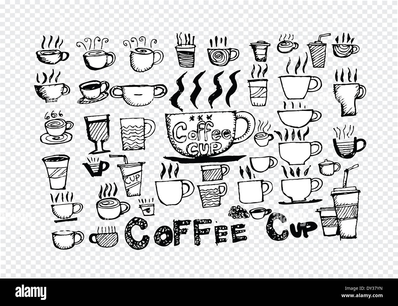 Coffee cup set hand drawing Stock Photo - Alamy