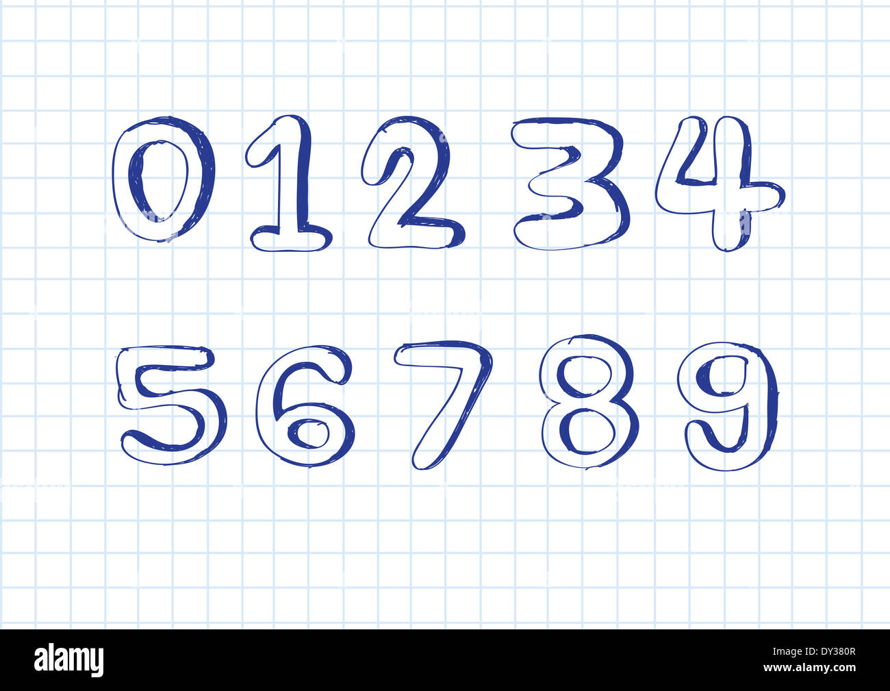 Sketch numbers 0-9 Stock Photo - Alamy