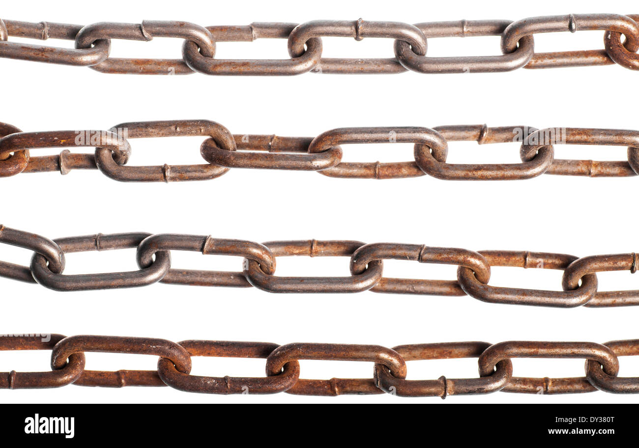 Color detail of some rusty chains, on white Stock Photo - Alamy