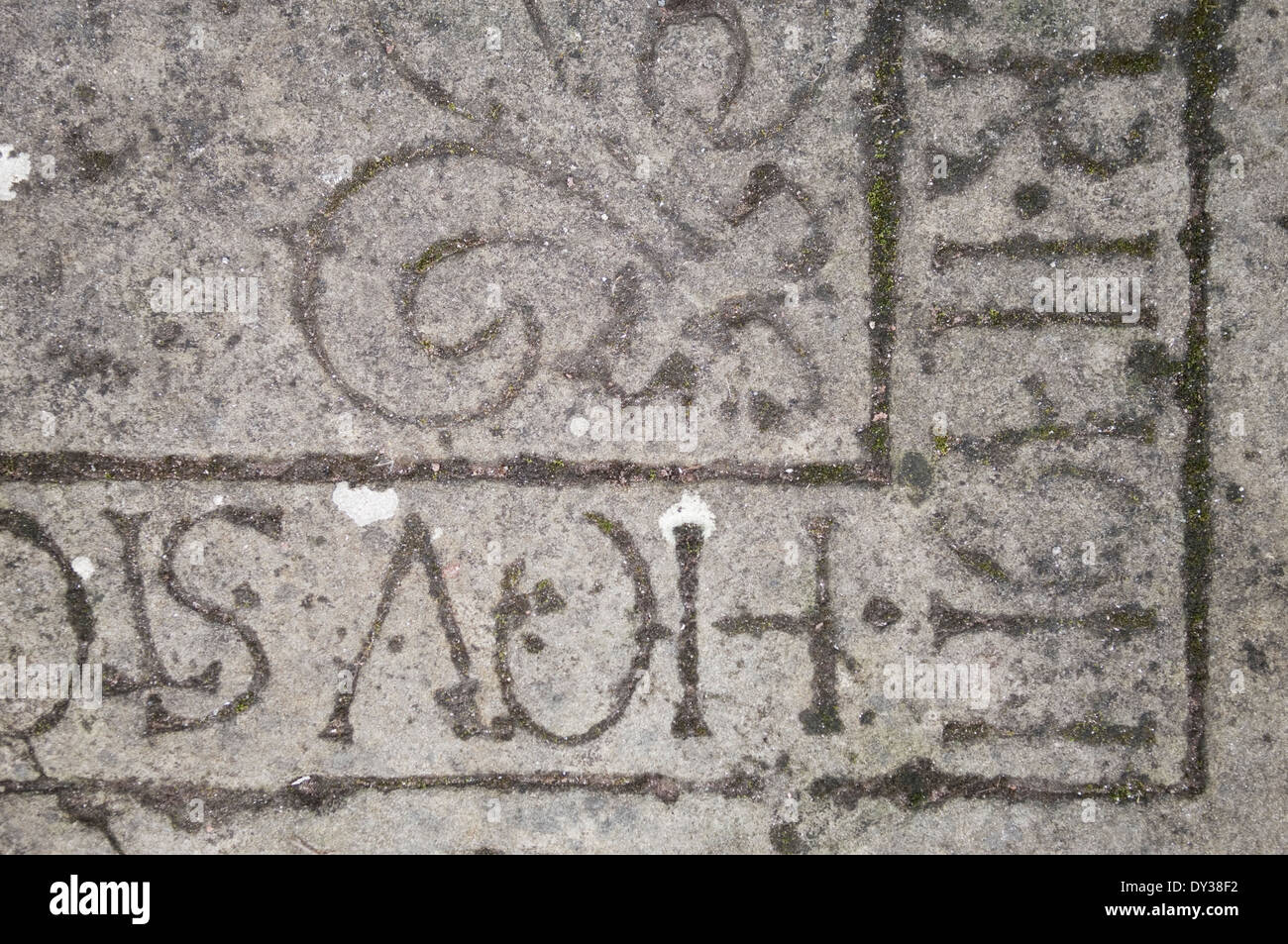 Detail of carved stone slab in Beauly Priory - famous ruin in the town ...