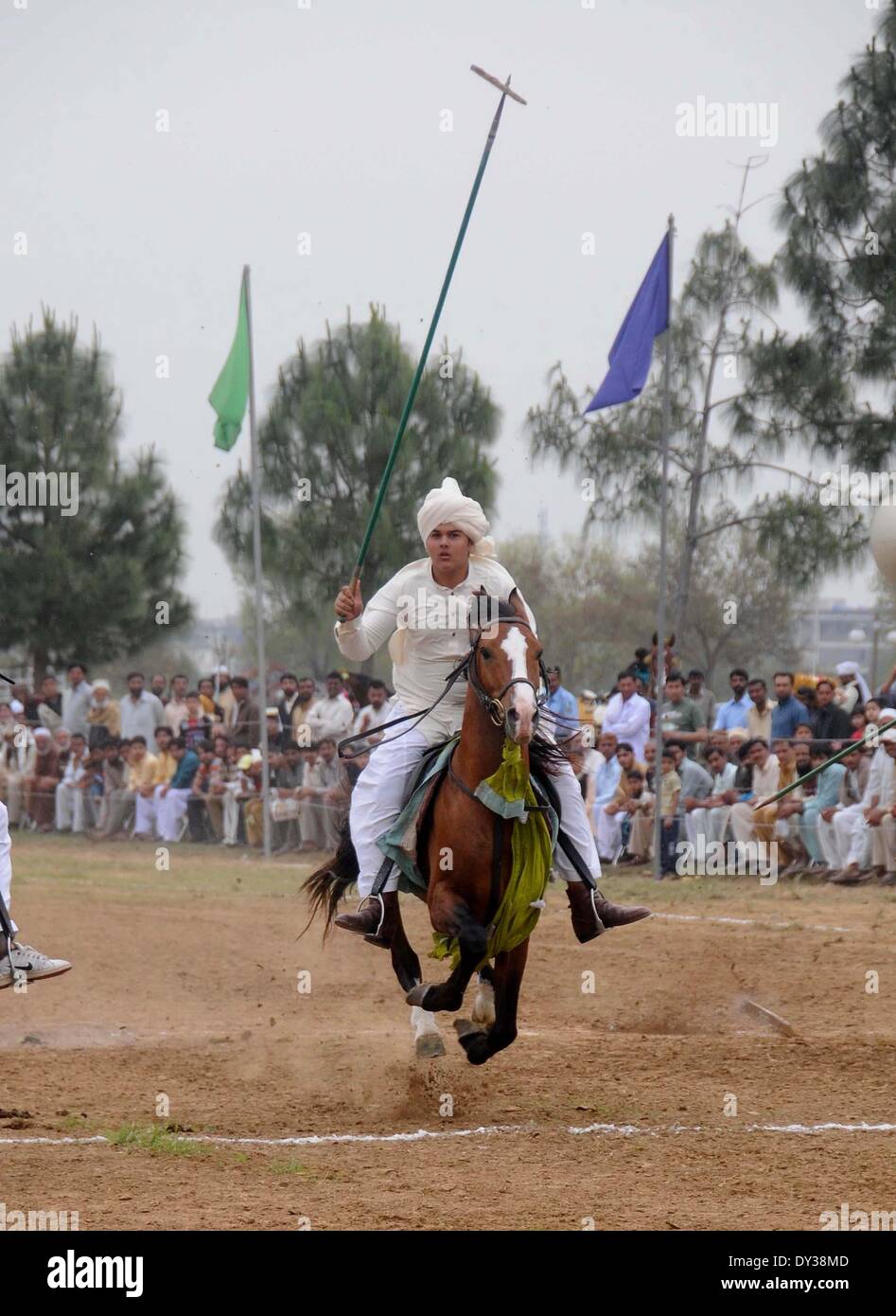 PAKISTAN, Islamabad-April 05:A Pakistani horse rider wearing the ...