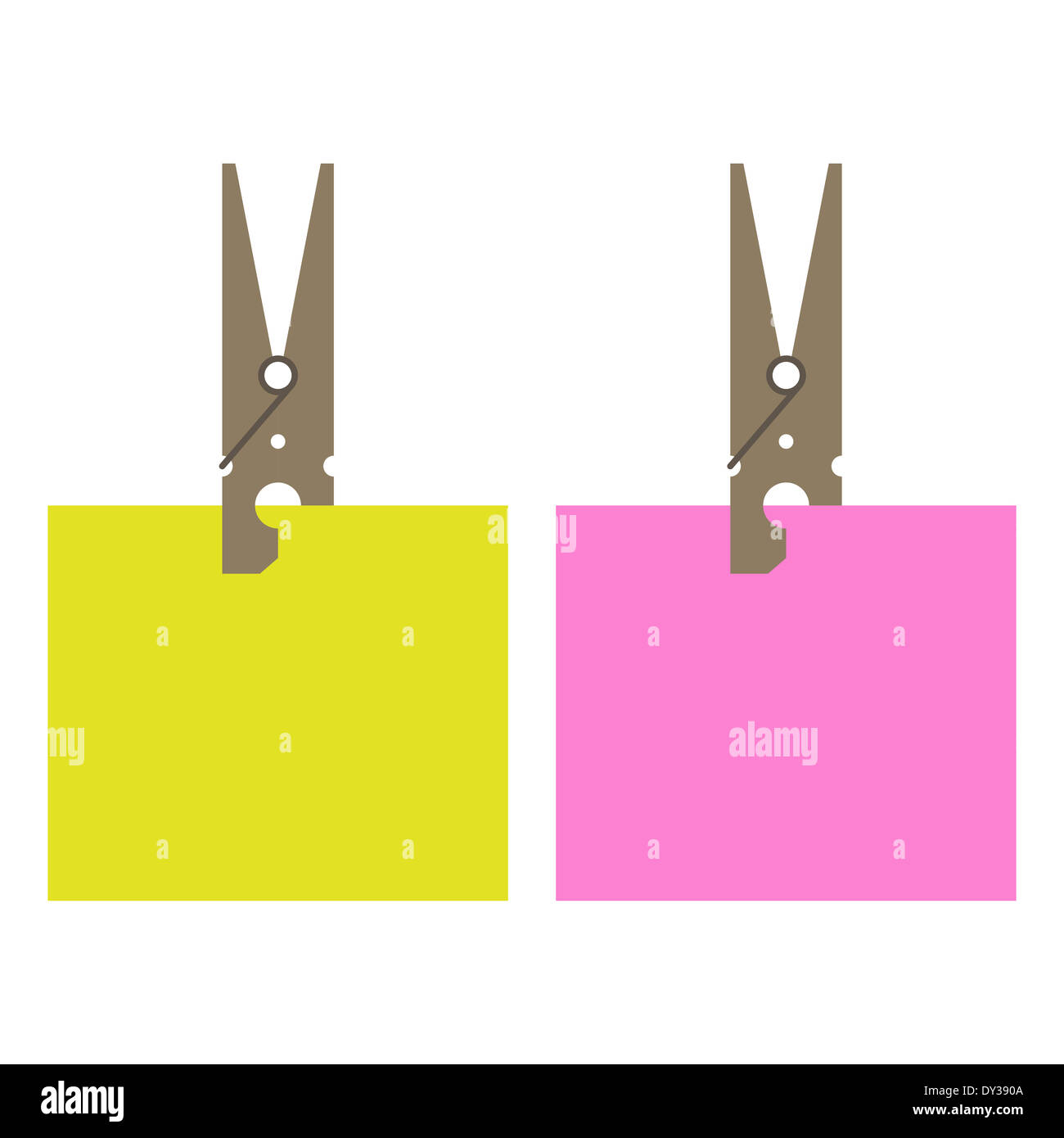 Clothes peg and stick notes isolated on white background Stock Photo ...