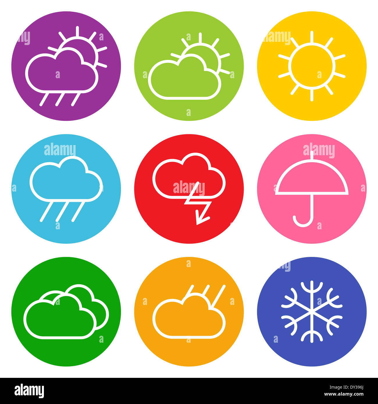 Colorful weather sign isolated on white background Stock Photo - Alamy