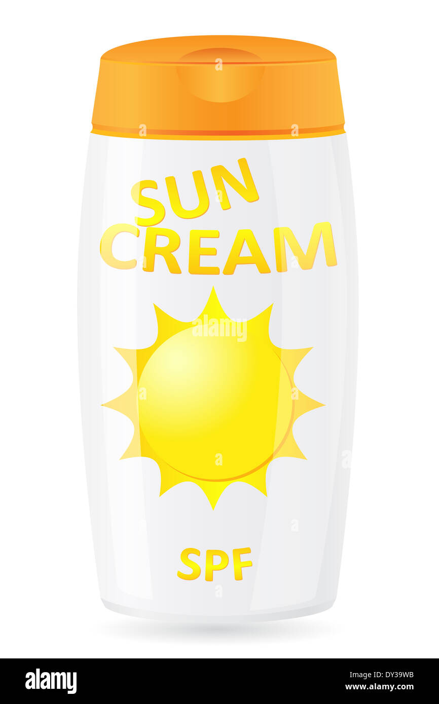 sun cream illustration isolated on white background Stock Photo - Alamy