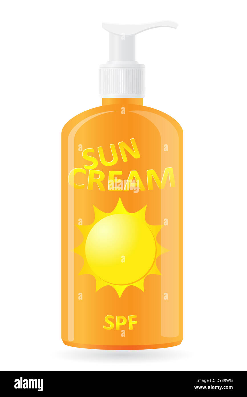 sun cream illustration isolated on white background Stock Photo - Alamy