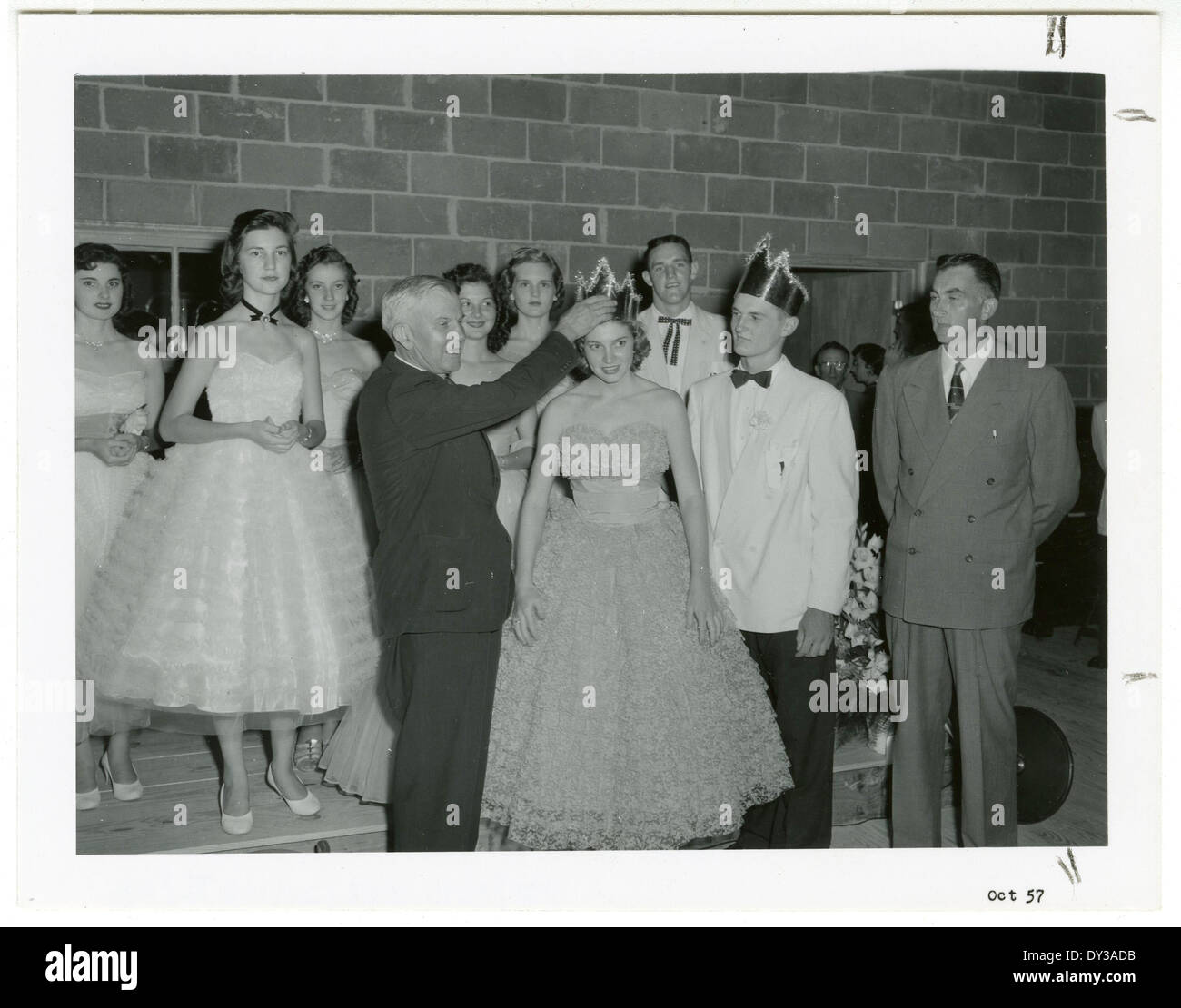 This image from 1957 captures a moment in time, likely documenting a ...
