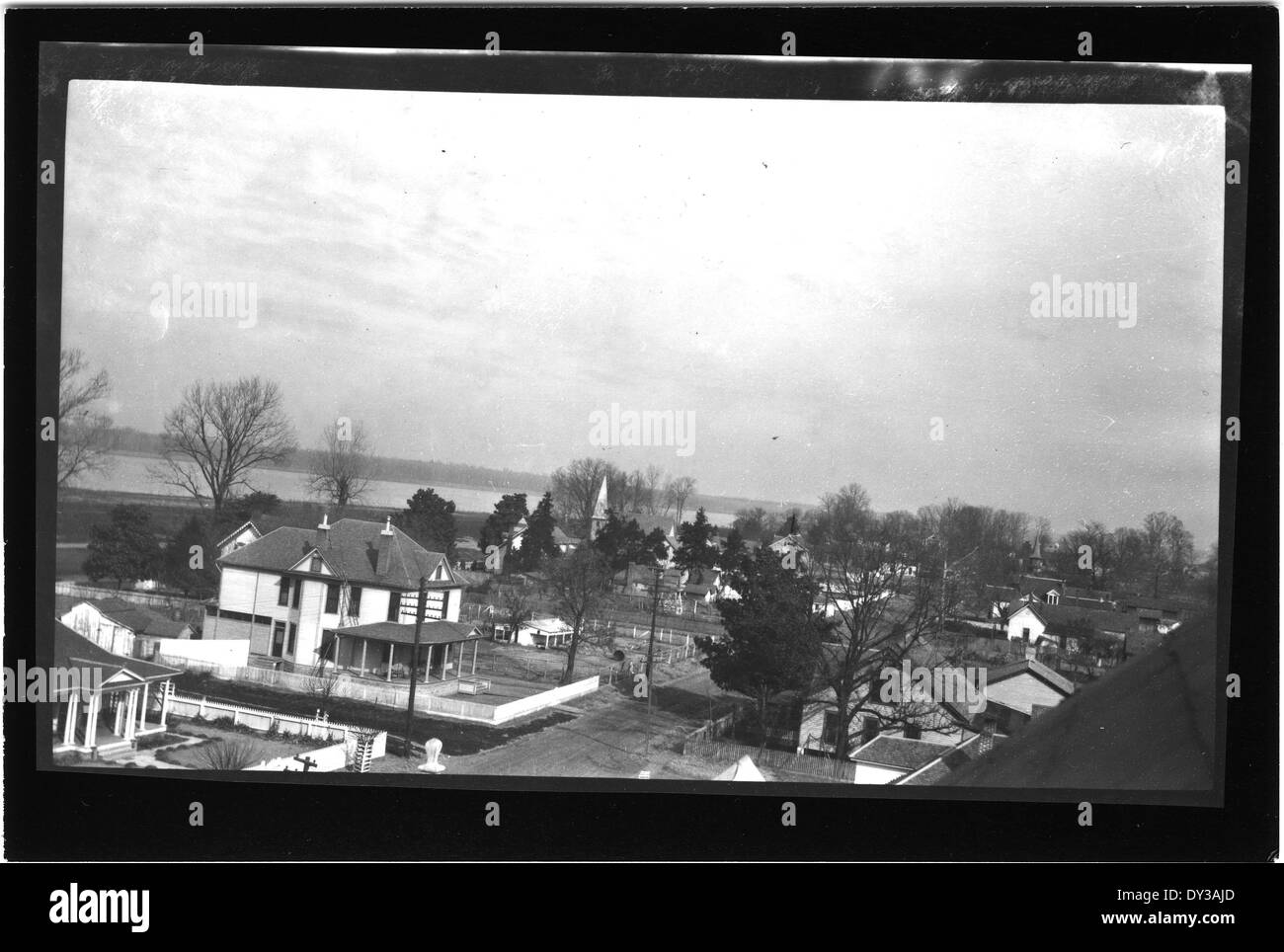This photograph provides a view from the top of a courthouse. The image ...