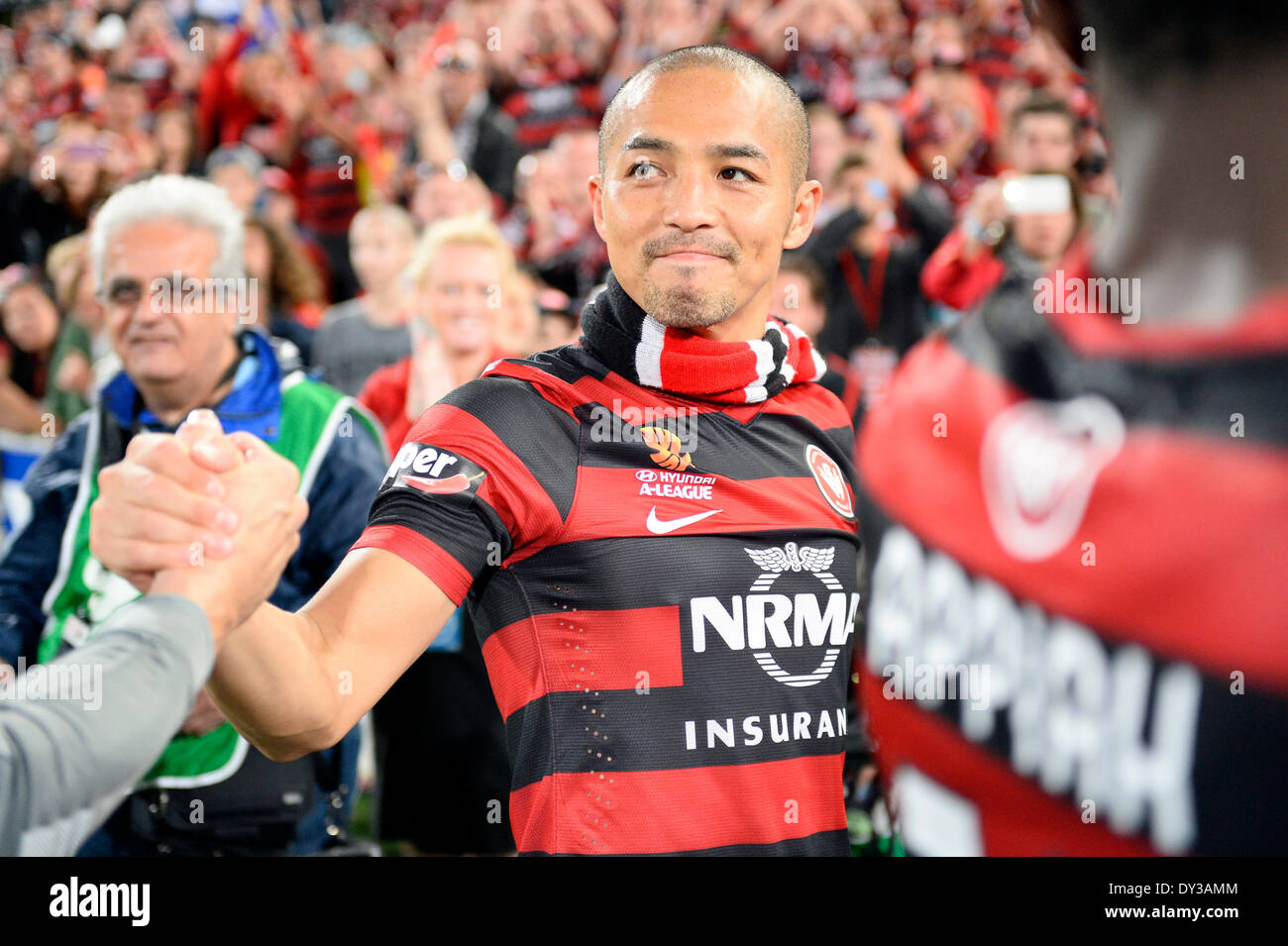 05.04.2014 Sydney, Australia. Shinji Ono bids farewell to the Wanderers ...