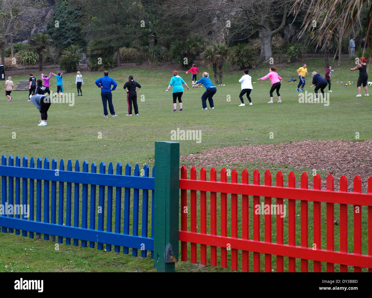 Keep fit club in the park, Plymouth, Devon, UK Stock Photo - Alamy