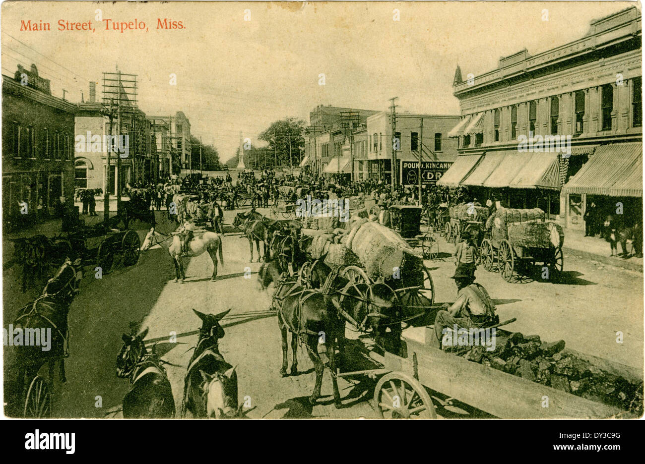 A vintage postcard depicting Main Street in Tupelo, Mississippi ...