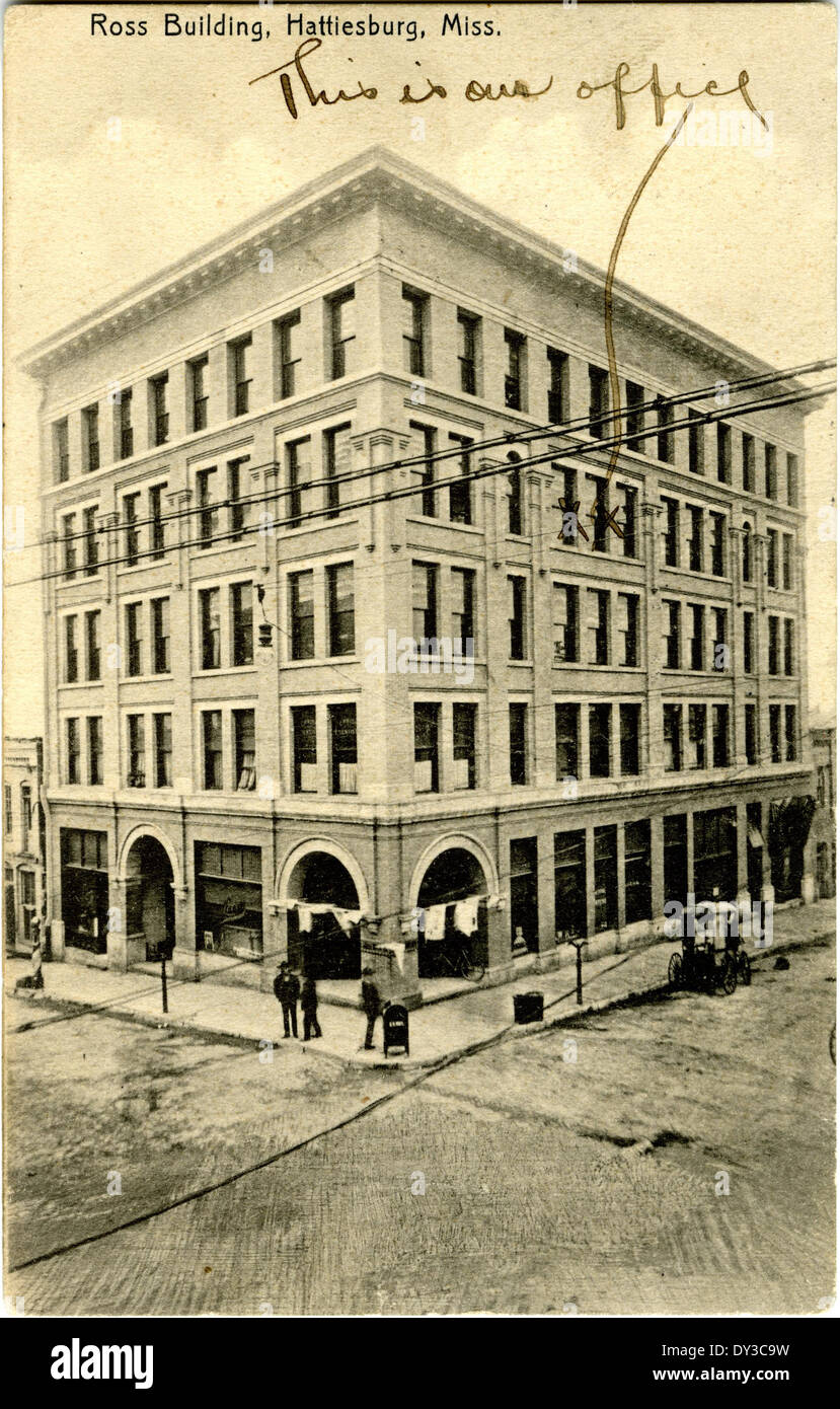 This postcard features the Ross Building in Hattiesburg, Mississippi ...