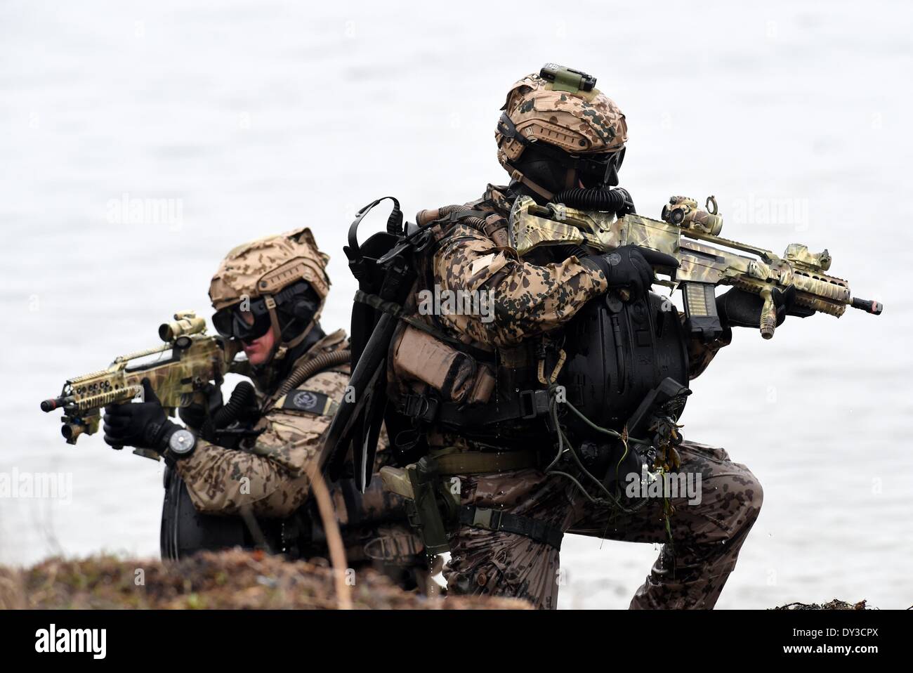 Eckernfoerde, Germany. 05th Apr, 2014. German commando frogmen go on ...