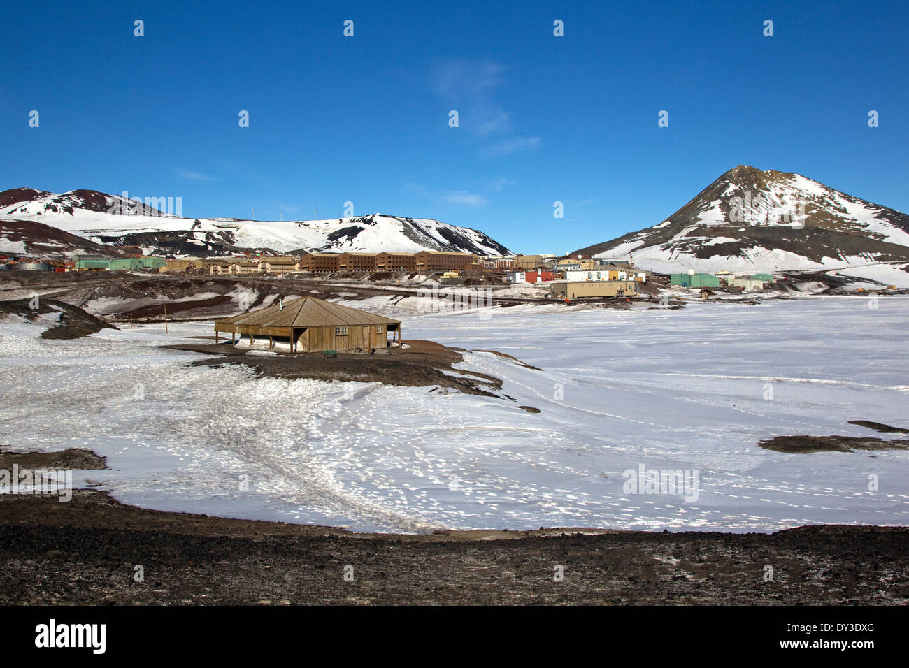 View of McMurdo Station from Hut Point, Ross Island, Antarctica Stock ...