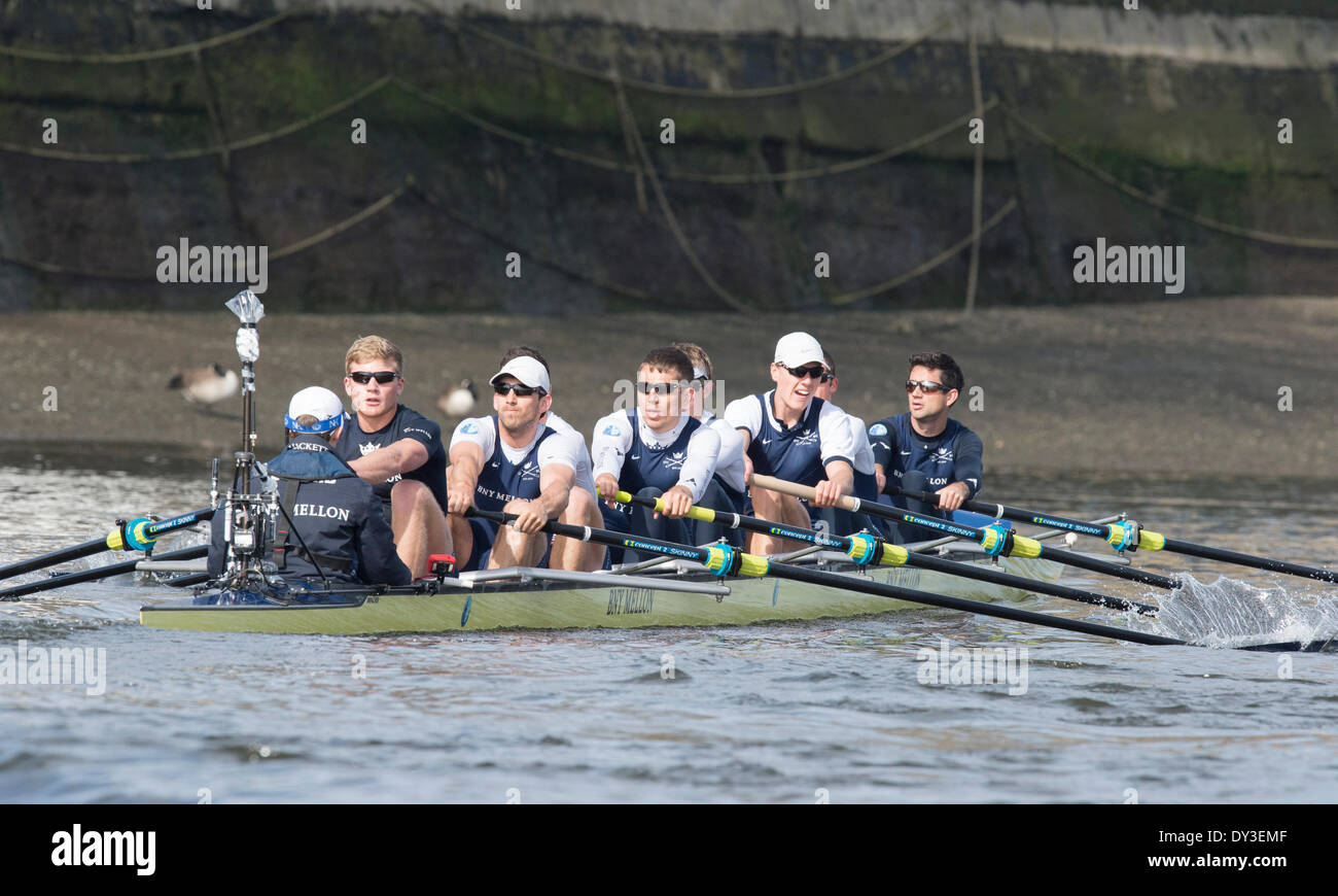 London, UK. 5th April 2014. Practice Outing by Oxford University Boat ...