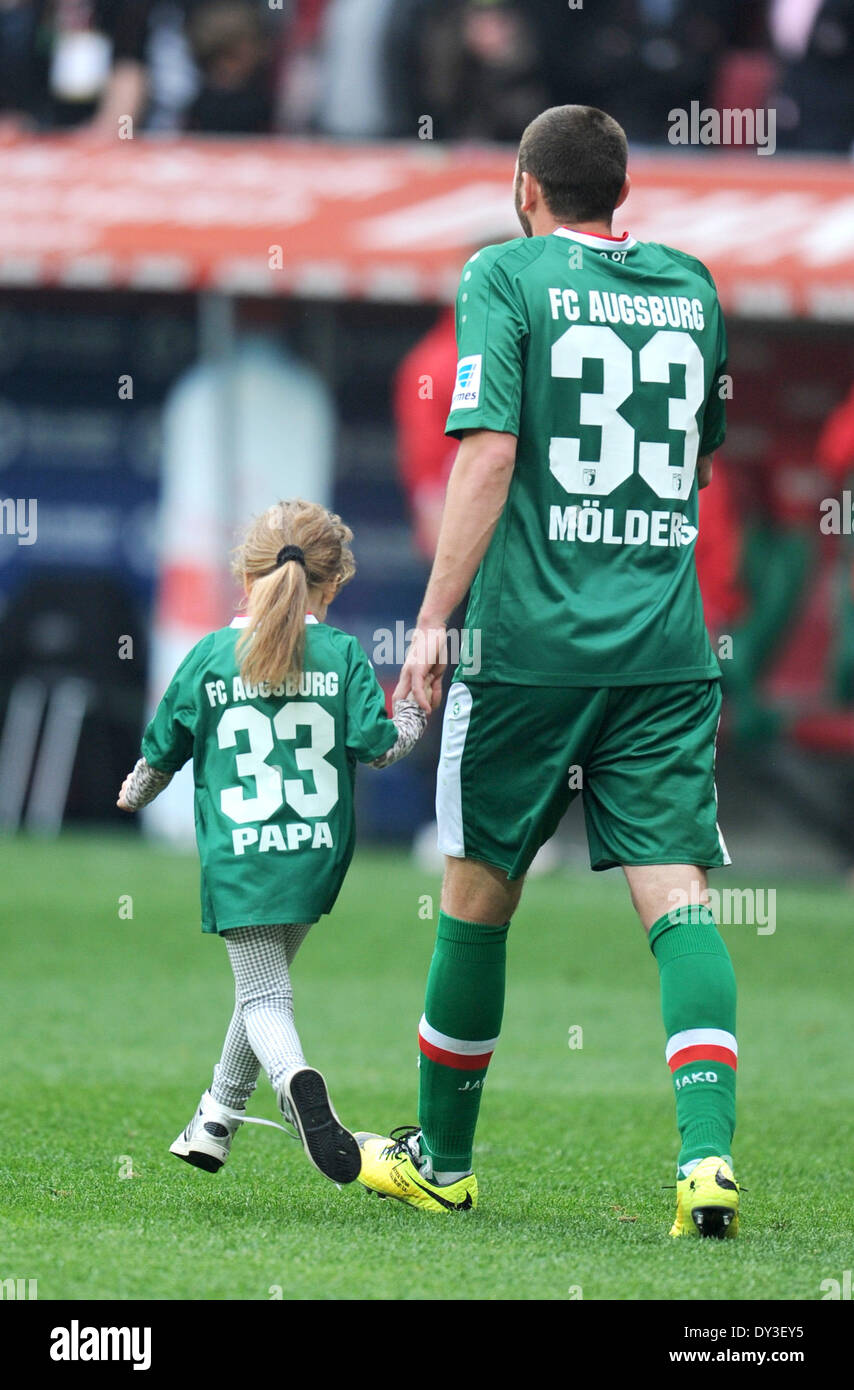 Augsburg, Germany. 05th Apr, 2014. Augsburg's 1-0 goal scorer Sascha ...