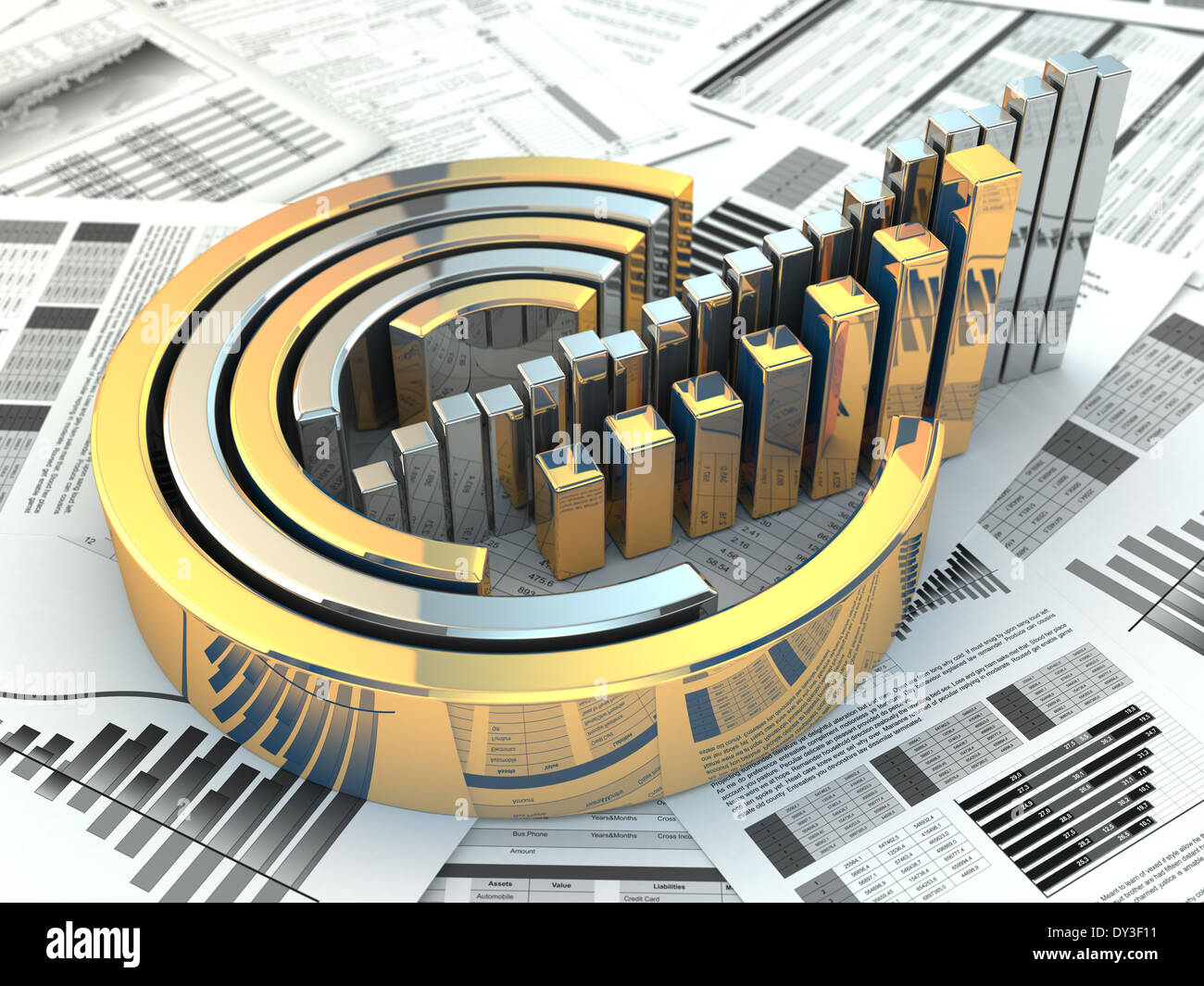 Business concept. Three-dimensional graph and charts. 3d Stock Photo - Alamy