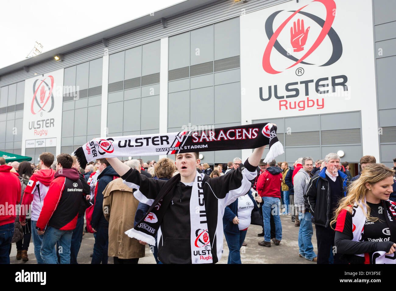Belfast, N.Ireland. 05th Apr, 2014.Fans gather before the Heineken Cup ...