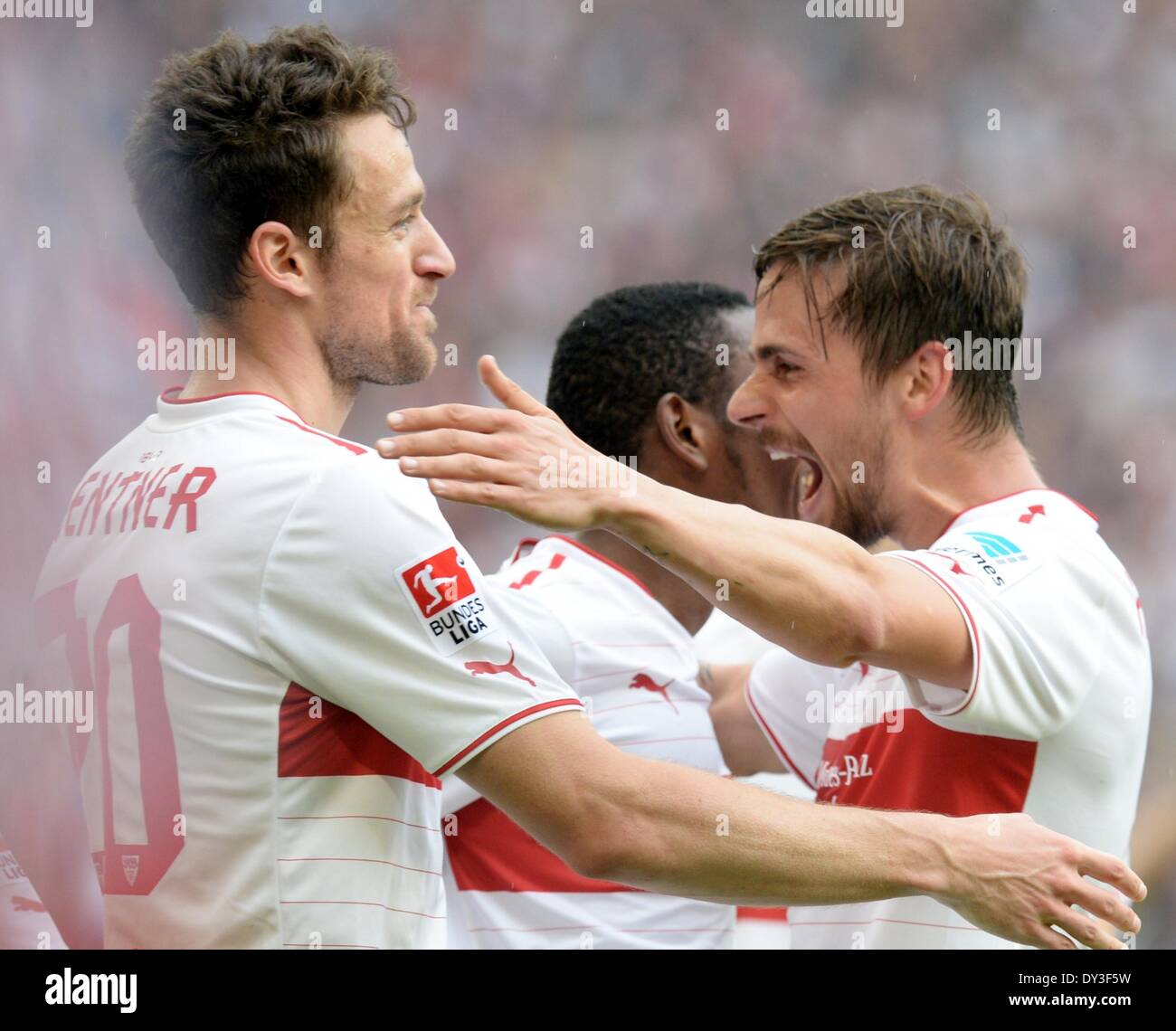 Stuttgart's players Christian Gentner (L) and Martin Harnik (R ...