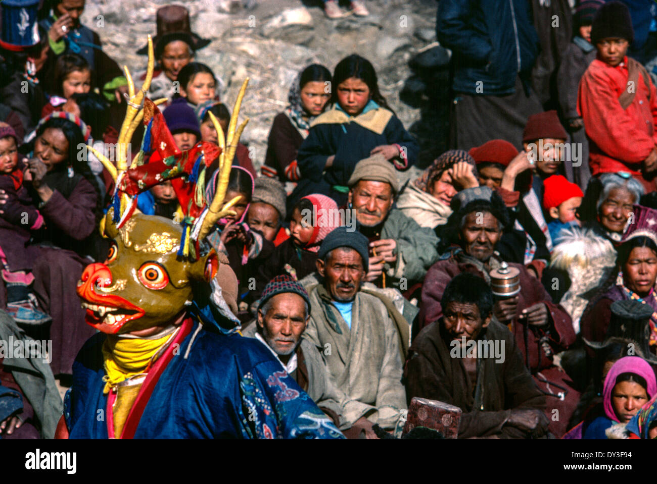 Ladakh Stok monastery cham dance Deer mask worn monks crowds watching ...