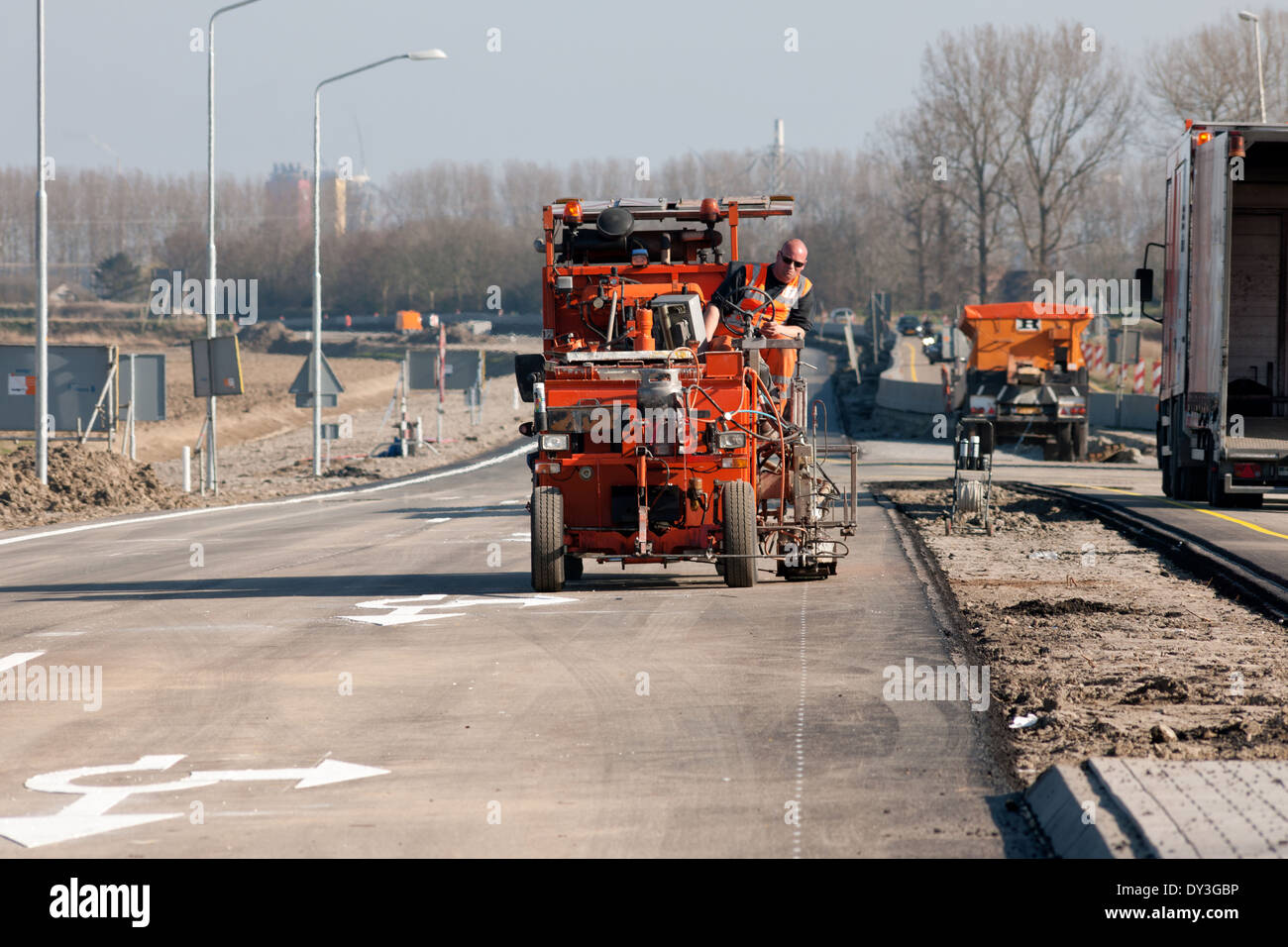 Thermoplastic road marking paint hi-res stock photography and images ...
