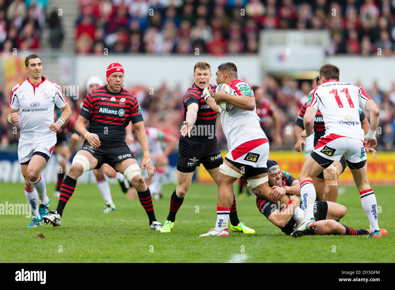 Belfast, N.Ireland. 05th Apr, 2014.Ulster number eight Nick WILLIAMS ...