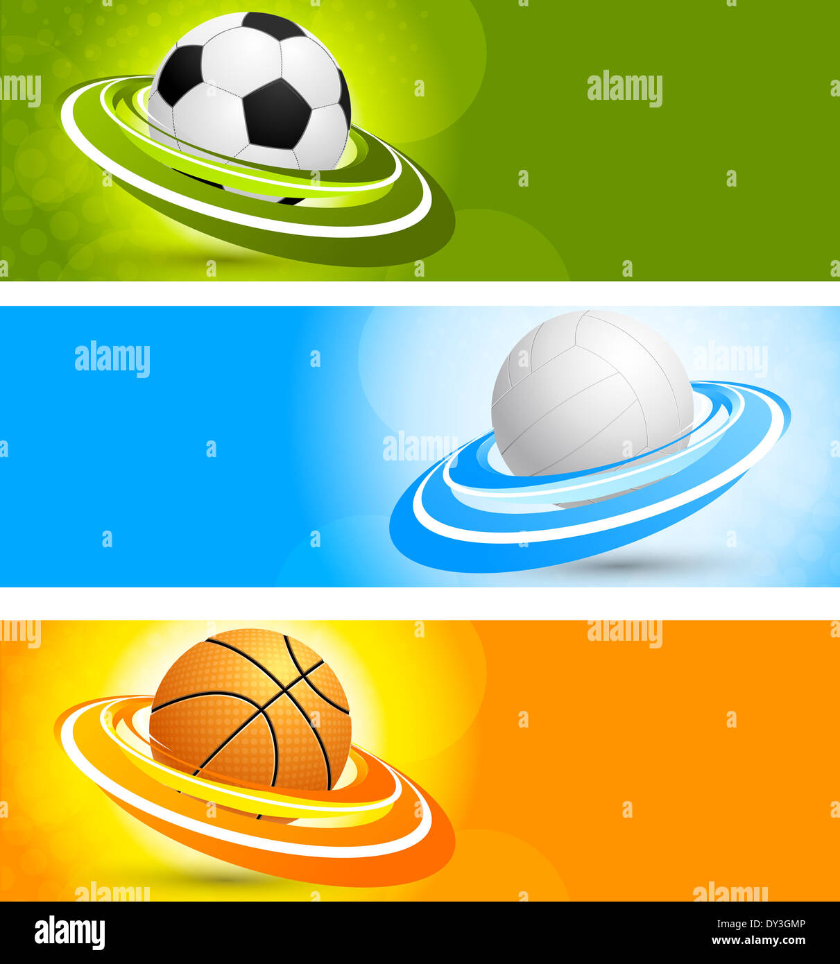 Set of color banners with sport balls Stock Photo - Alamy