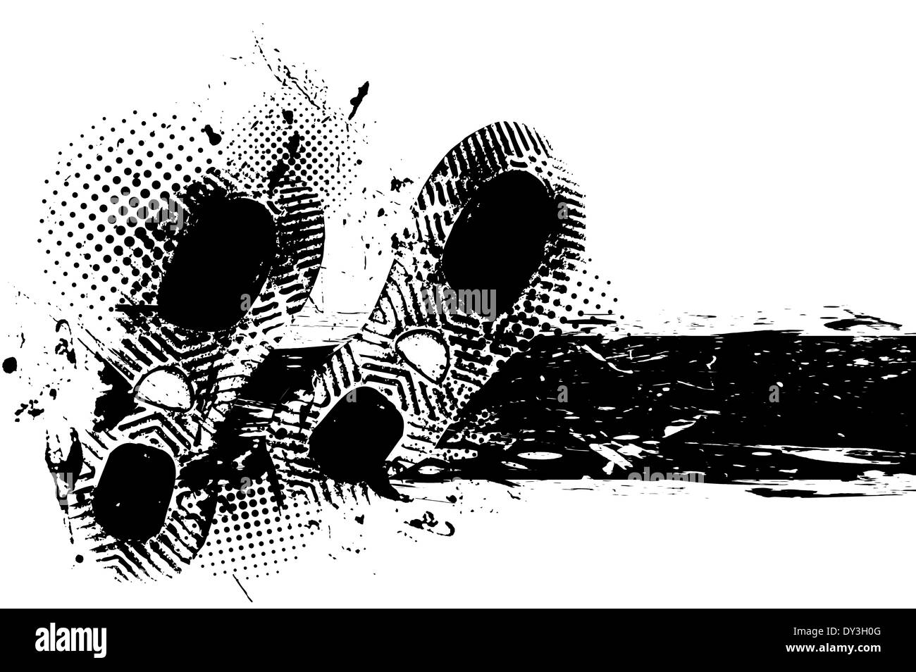 White grunge background with two black footprint Stock Photo - Alamy