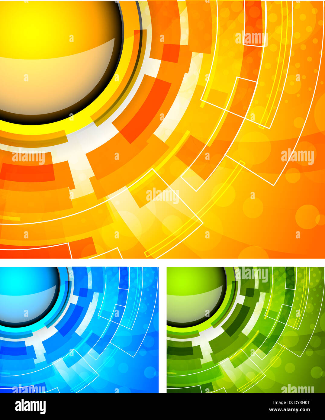 Set of orange tech background with circle Stock Photo - Alamy
