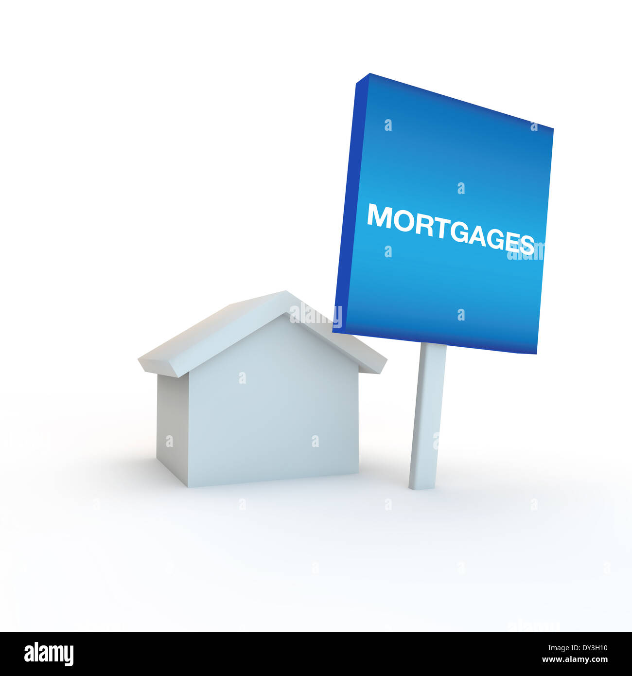 3d render of a sign outside a house saying mortgages Stock Photo - Alamy