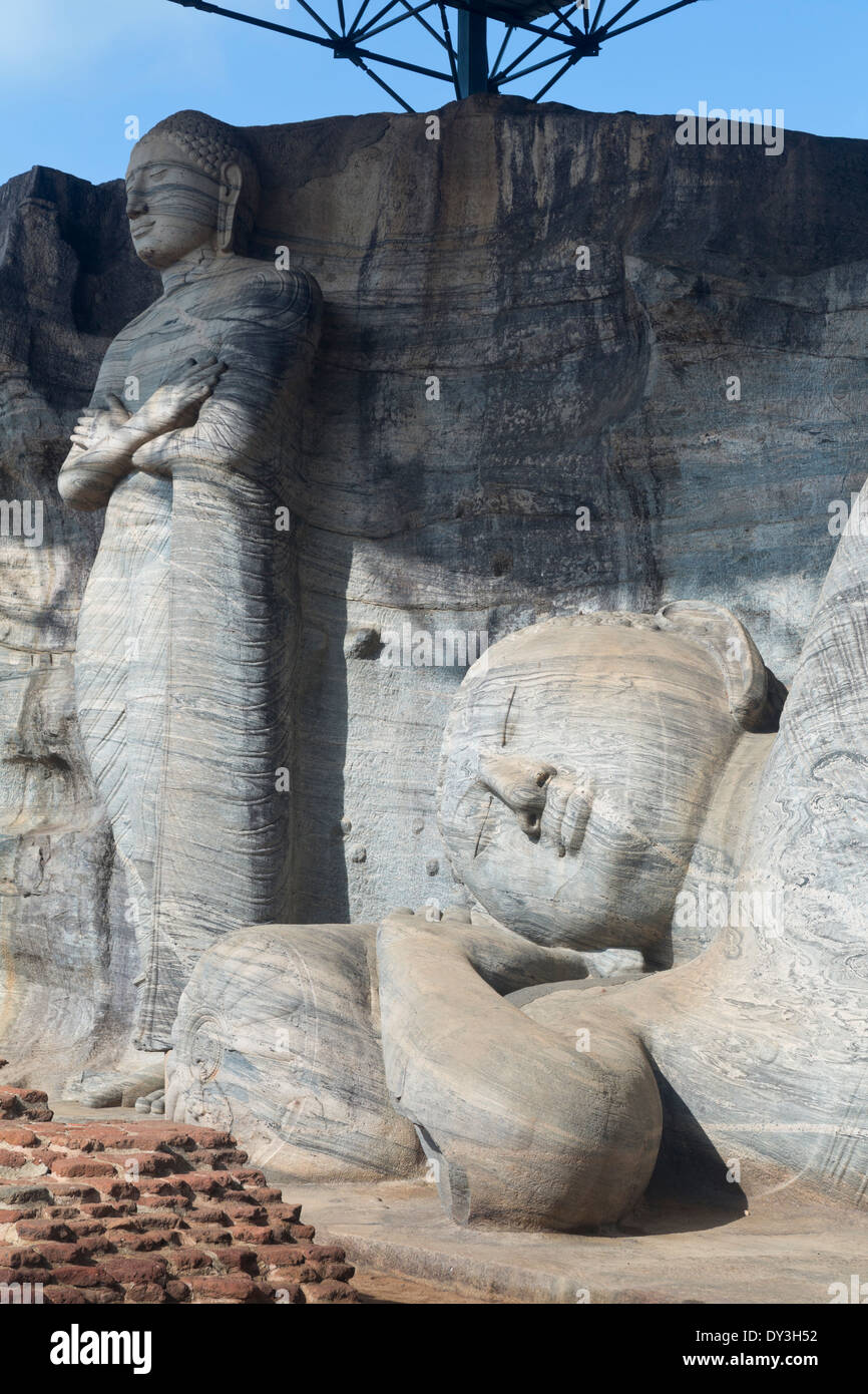 Polonnaruwa, Sri Lanka. Colossal Buddha statues at Gal Vihara Stock ...