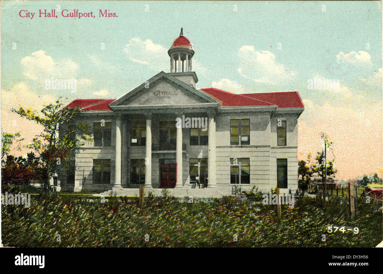 This postcard image shows Gulfport's City Hall in Mississippi, a ...