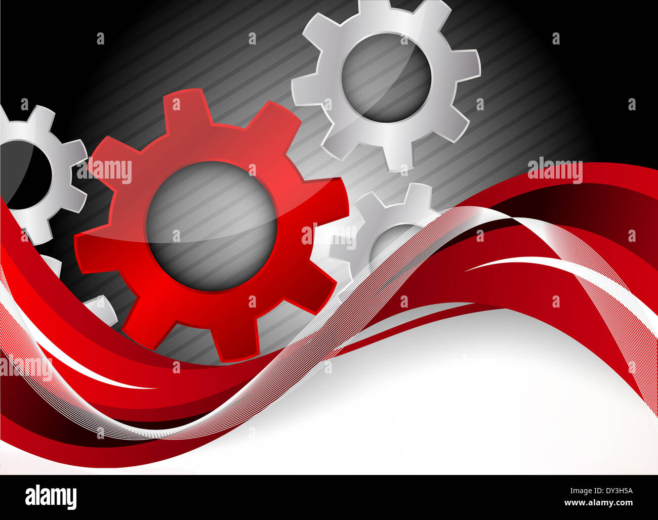 Bright background with gears and color waves Stock Photo - Alamy