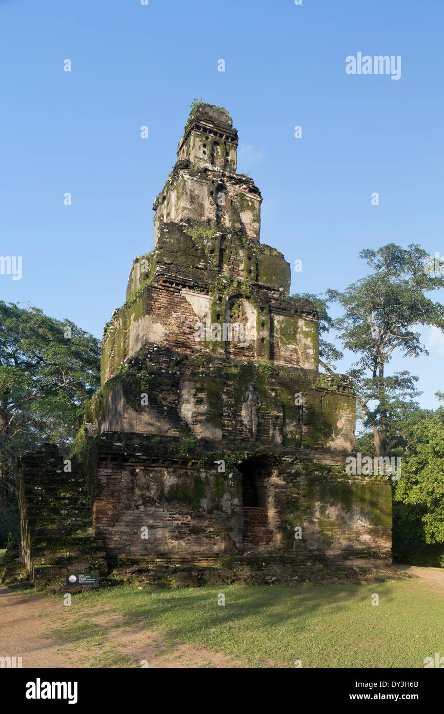 Polonnaruwa, Sri Lanka. Satmahal Prasada temple on the grounds of The ...