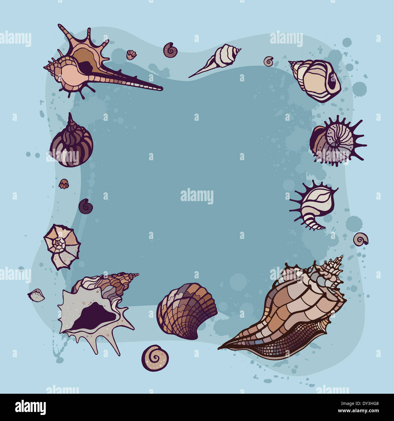 Frame of seashells. Summer background. Vector illustration Stock Photo ...