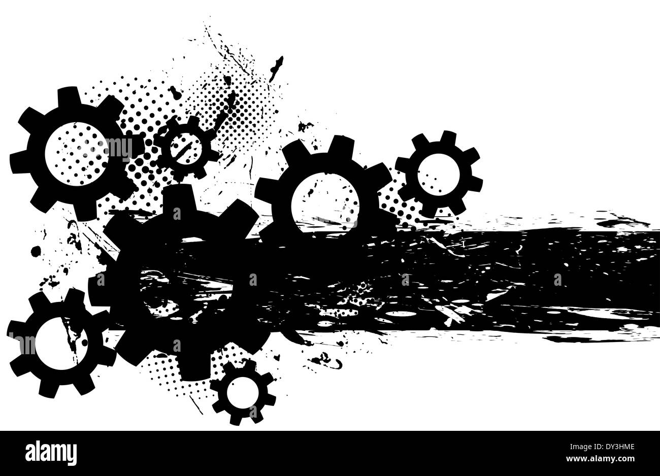 Grunge background with gears and black ink Stock Photo - Alamy