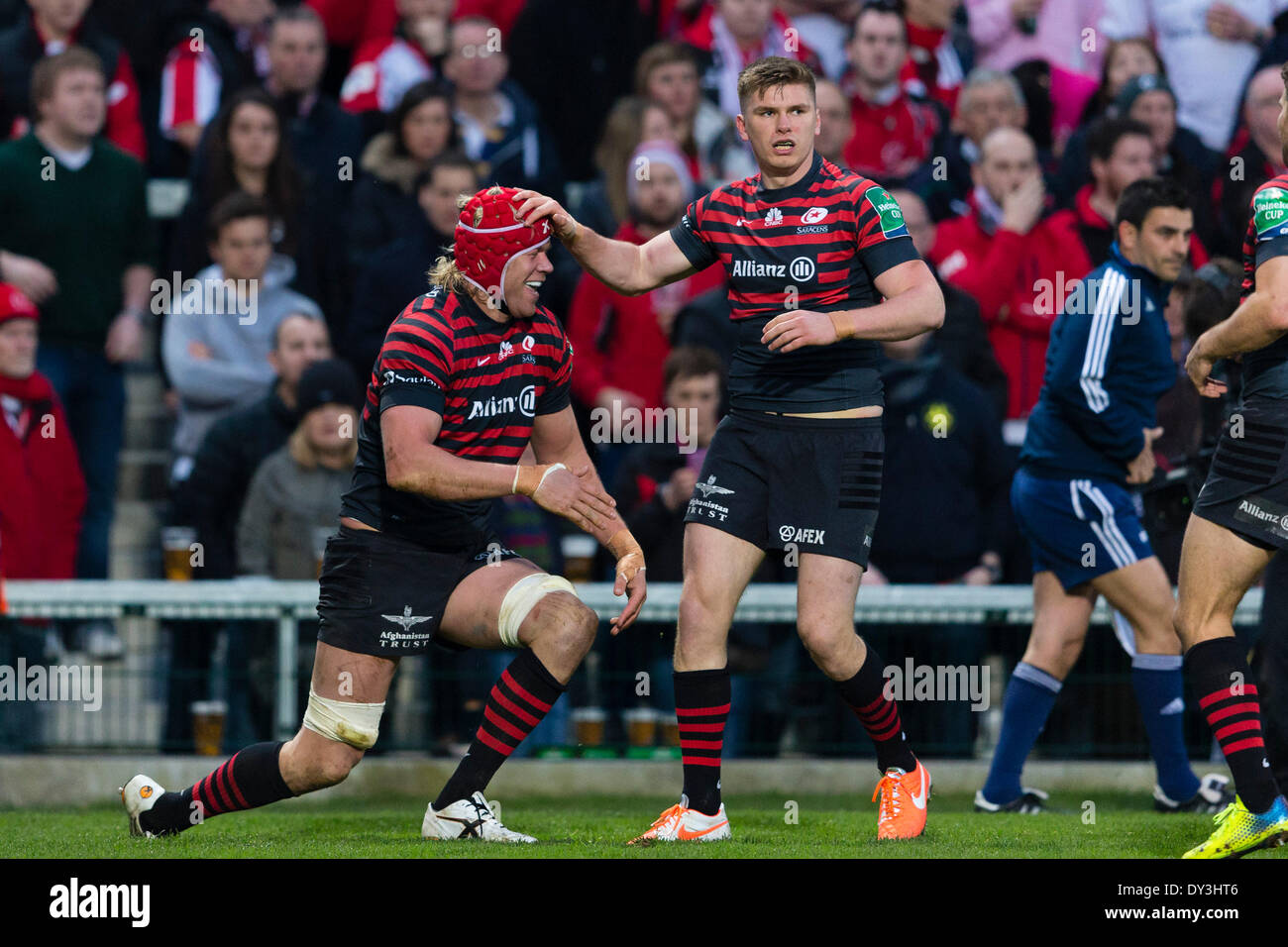 Belfast, N.Ireland. 05th Apr, 2014.Saracens second row Mouritz BOTHA ...