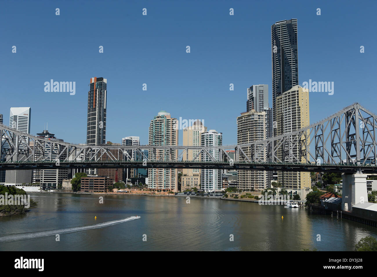 Brisbane River,Storey Bridge and skyline,Brisbane,Queensland,Australia ...