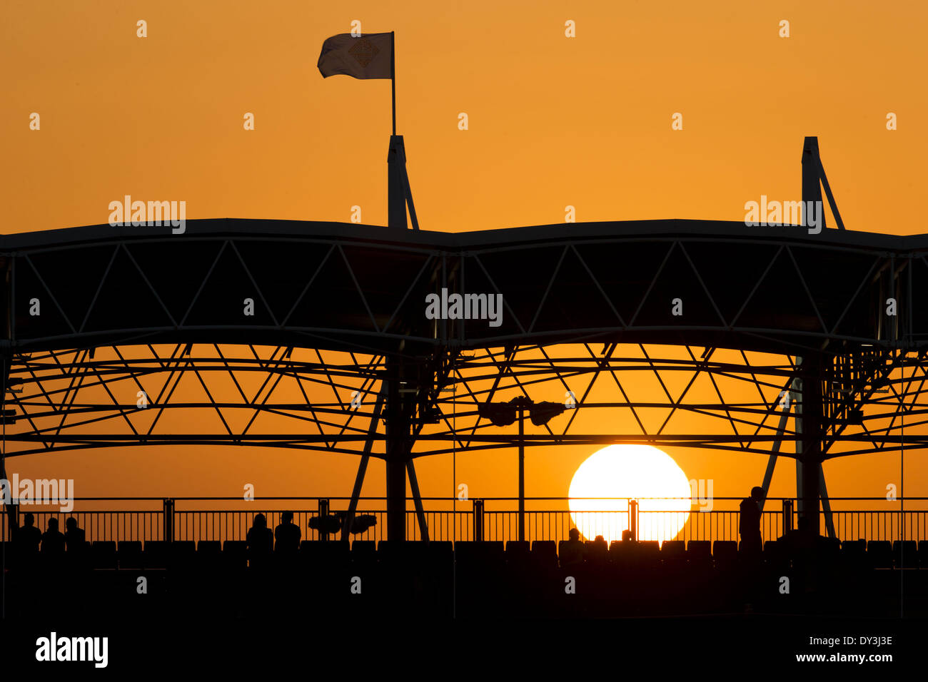 Sakhir, Kingdom of Bahrain. 5th April 2014.A general view of the sunset ...