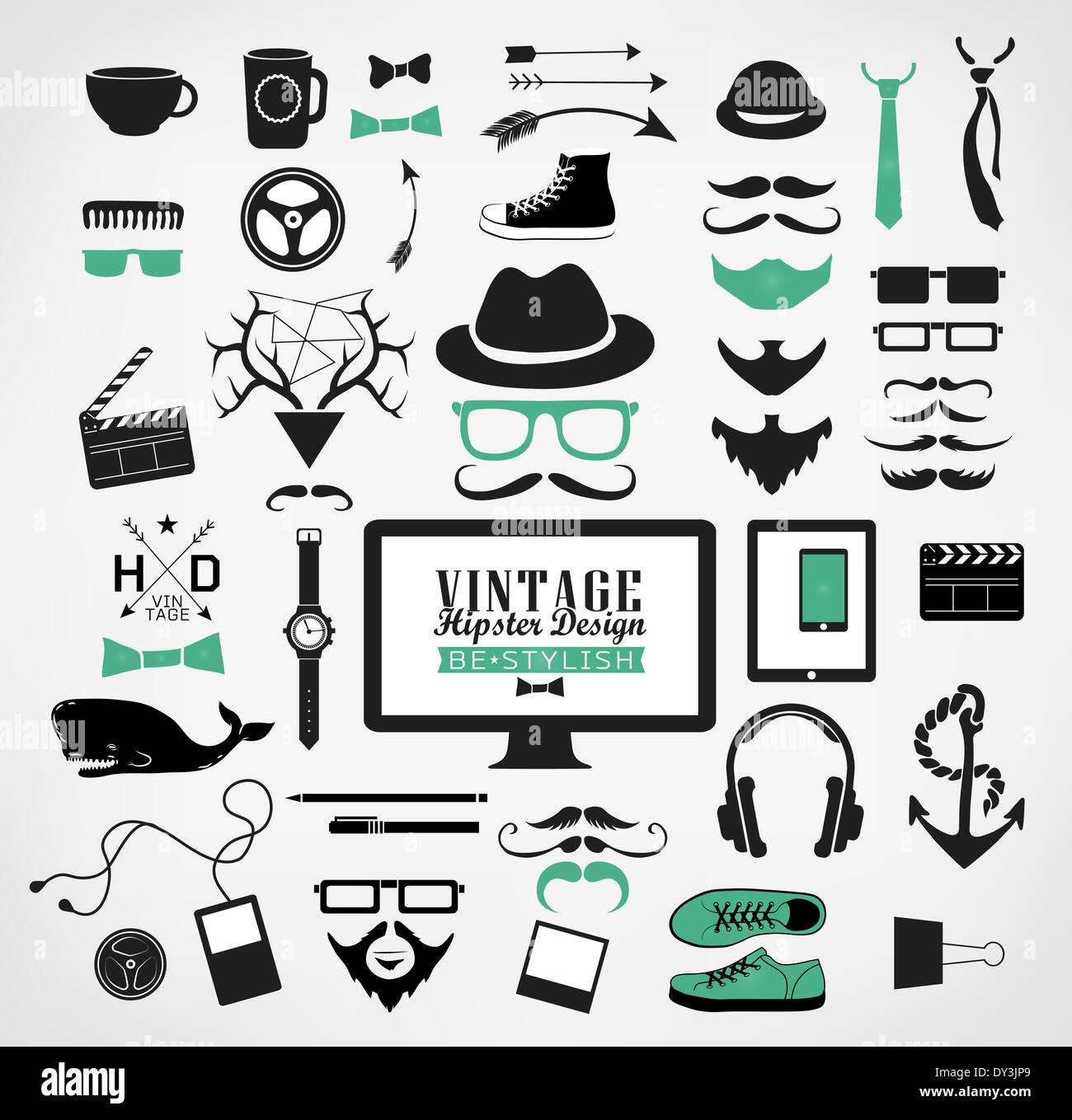 Hipster style elements, icon and object can be used for retro vintage ...