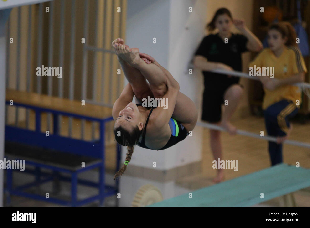 TURIN, ITALY - APRIL 5: Tania Cagnotto dives on the 1m springboard ...