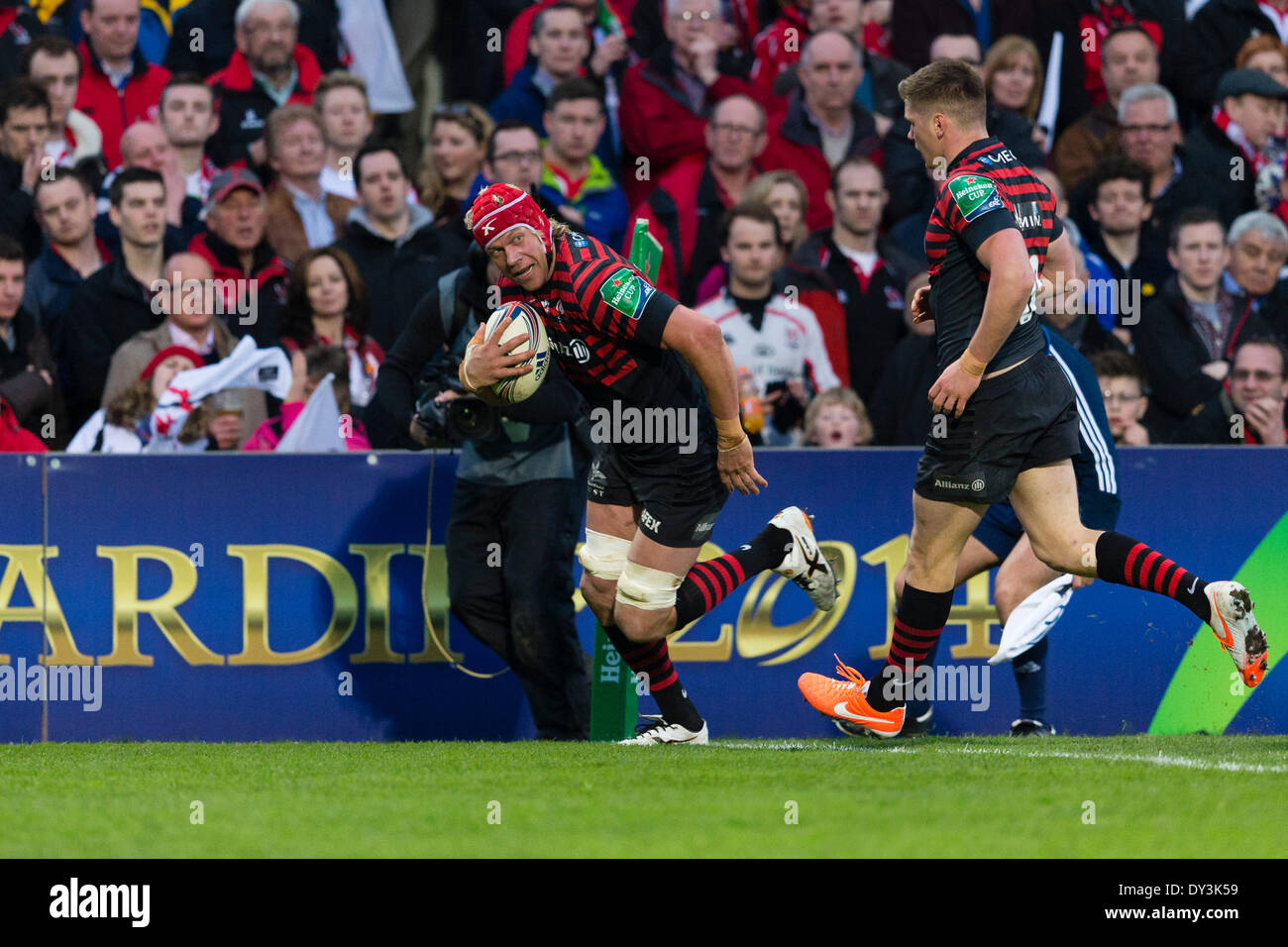 Belfast, N.Ireland. 05th Apr, 2014. Saracens second row Mouritz BOTHA ...