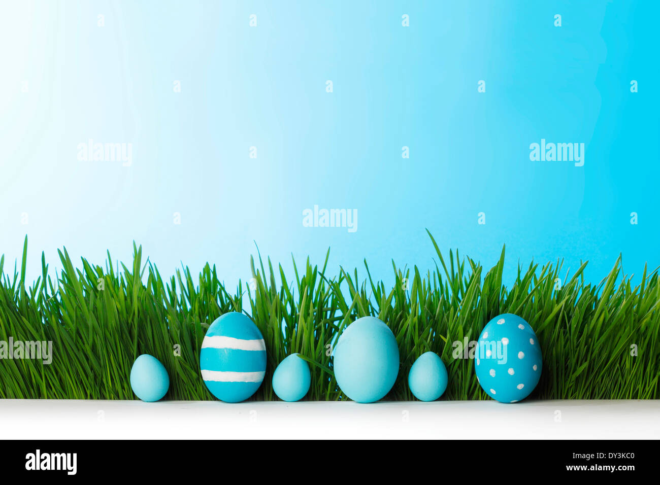 Row of Easter eggs in Fresh Green Grass Stock Photo - Alamy
