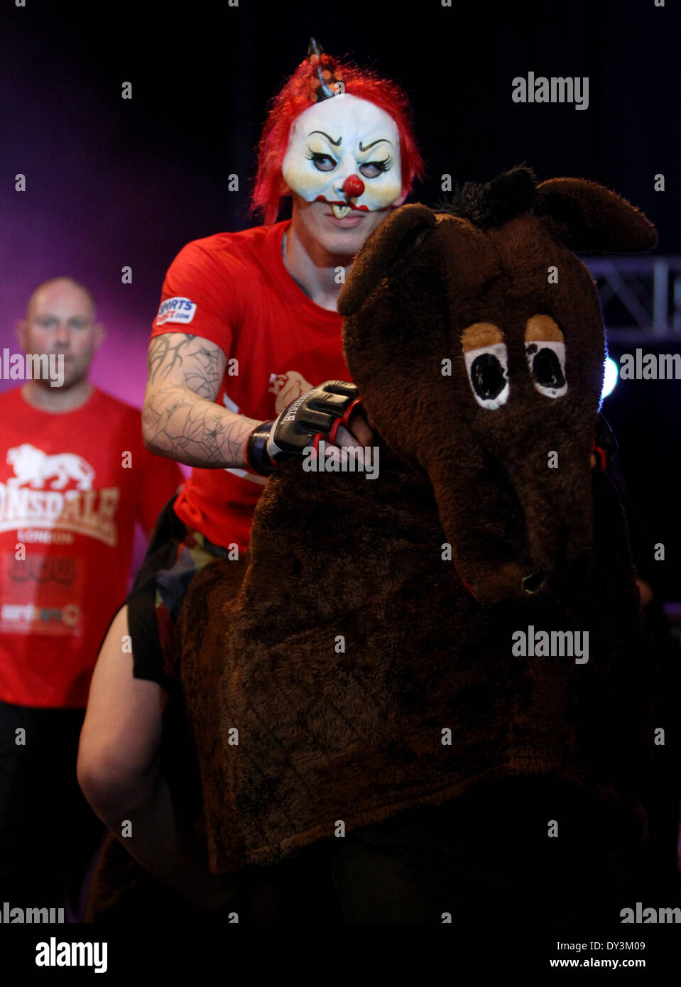 London, UK. 05th Apr, 2014. Colin Fletcher on his way to the ring ready ...