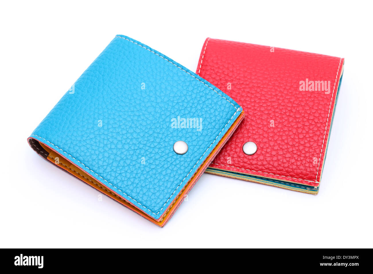 Leather wallet on white background Stock Photo - Alamy
