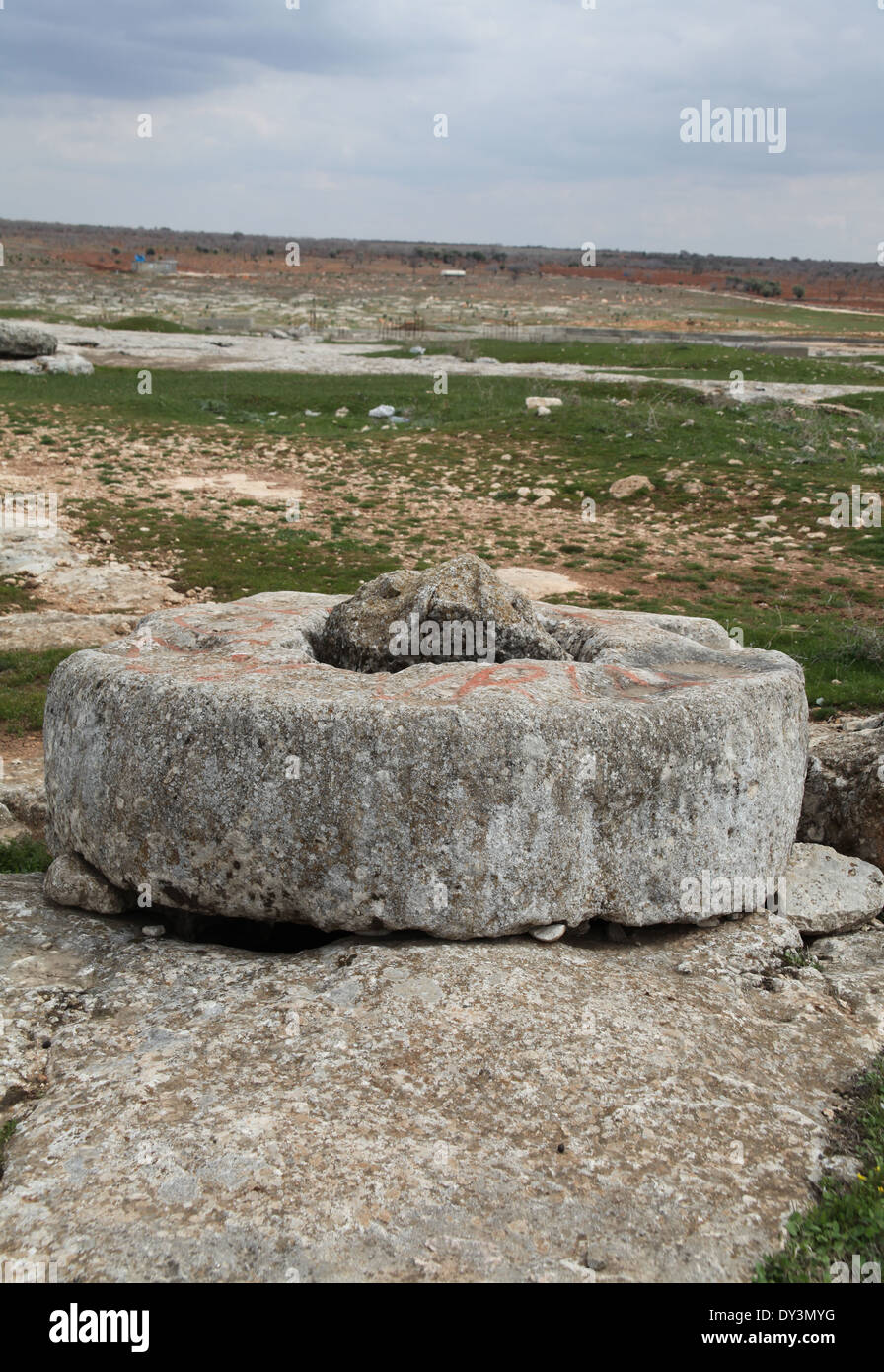 Ancient grindstone over Late Roman cistern in Cibin village, Saylakkaya ...